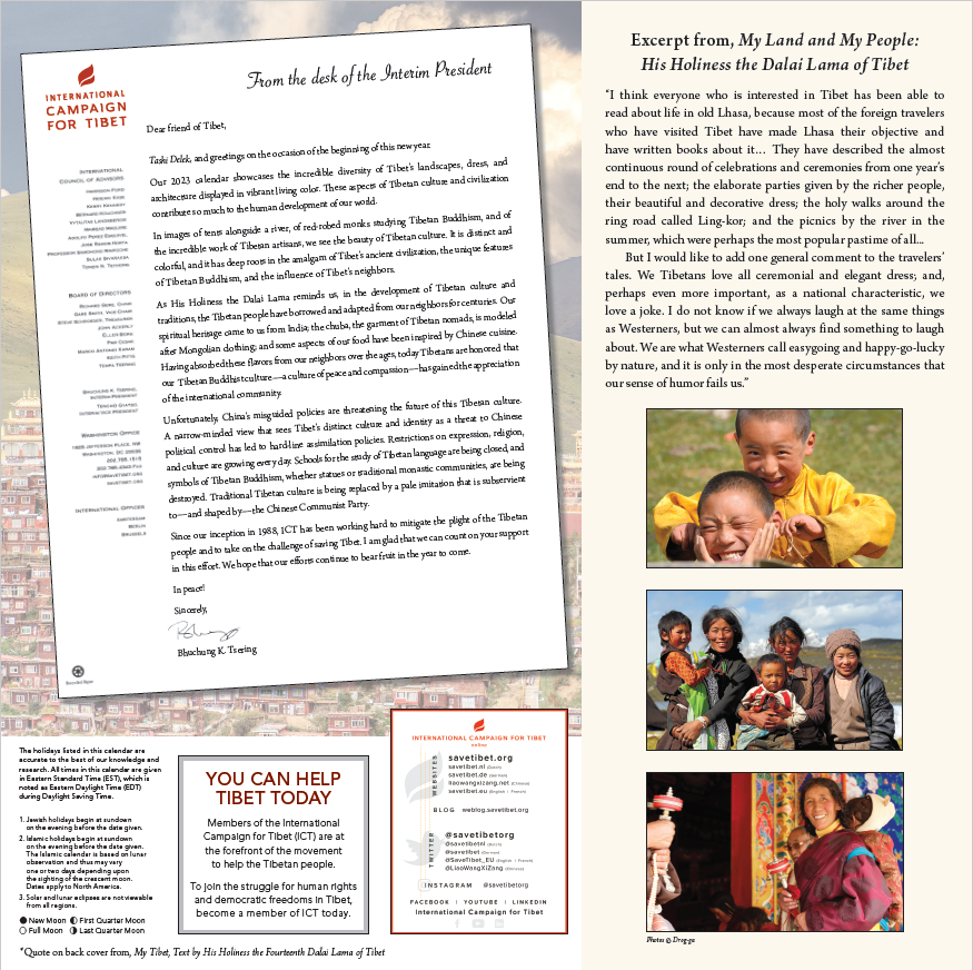SALE: ICT's 2023 Calendar: The Colors of Tibet – Save Tibet Store